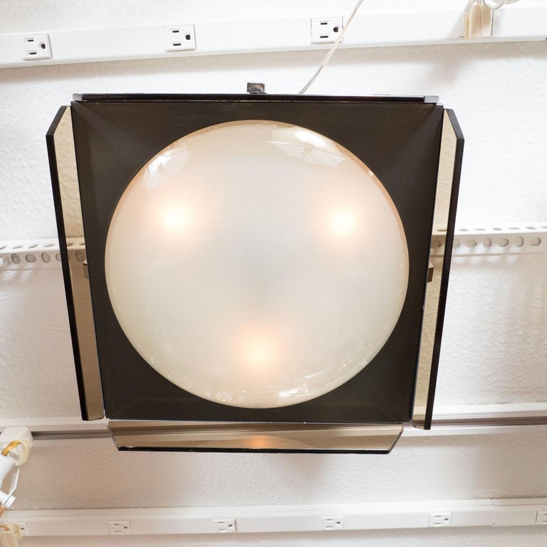 Smoked Glass Panel Flush Mount For Sale at 1stDibs