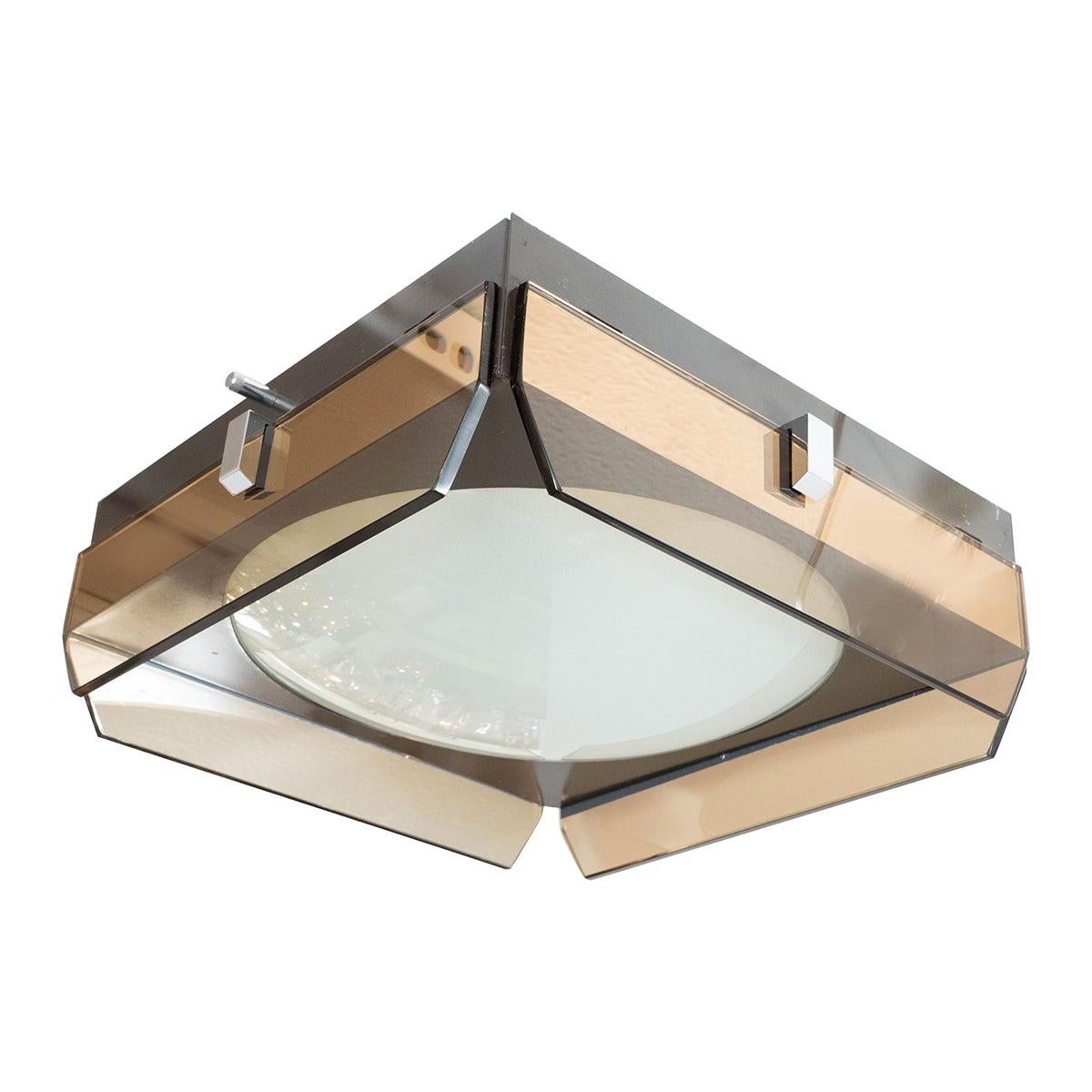 Smoked Glass Panel Flush Mount For Sale at 1stDibs