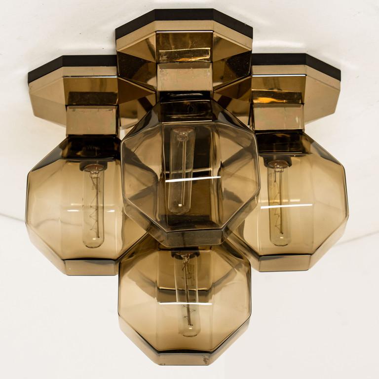 Smoked Glass Wall or Ceiling Lamp by Motoko Ishii for Staff, 1970s For ...