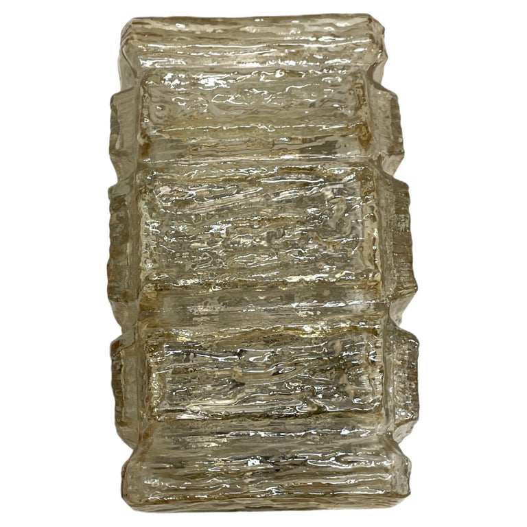 Smoked Ice Block Glass Sconce Vintage German, 1960s RZB Leuchten For ...