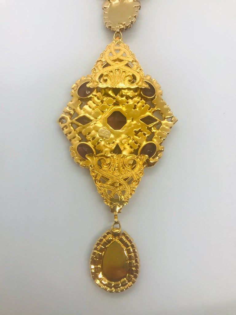 Smoked Topaz and Amethyst Austrian Crystal "Byzantine" Long Sautoire ...