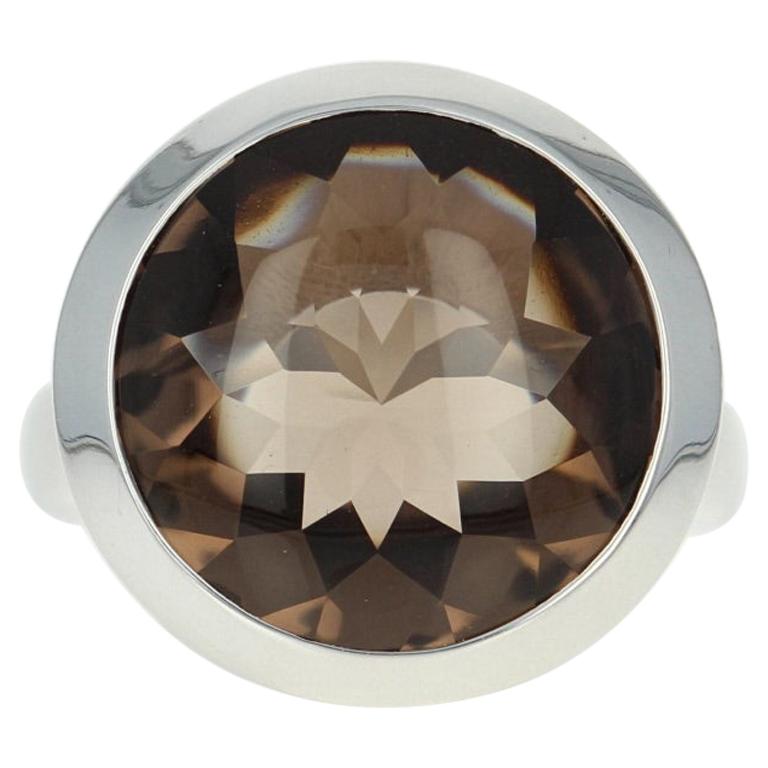Smokey Quartz Oval 15.40 Carat with Diamonds Silver Gresha For Sale at ...