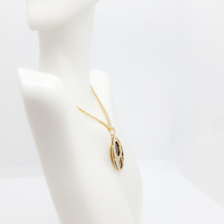 Smoky Quartz and White Diamond Pendant Necklace in 18k Yellow Gold For ...
