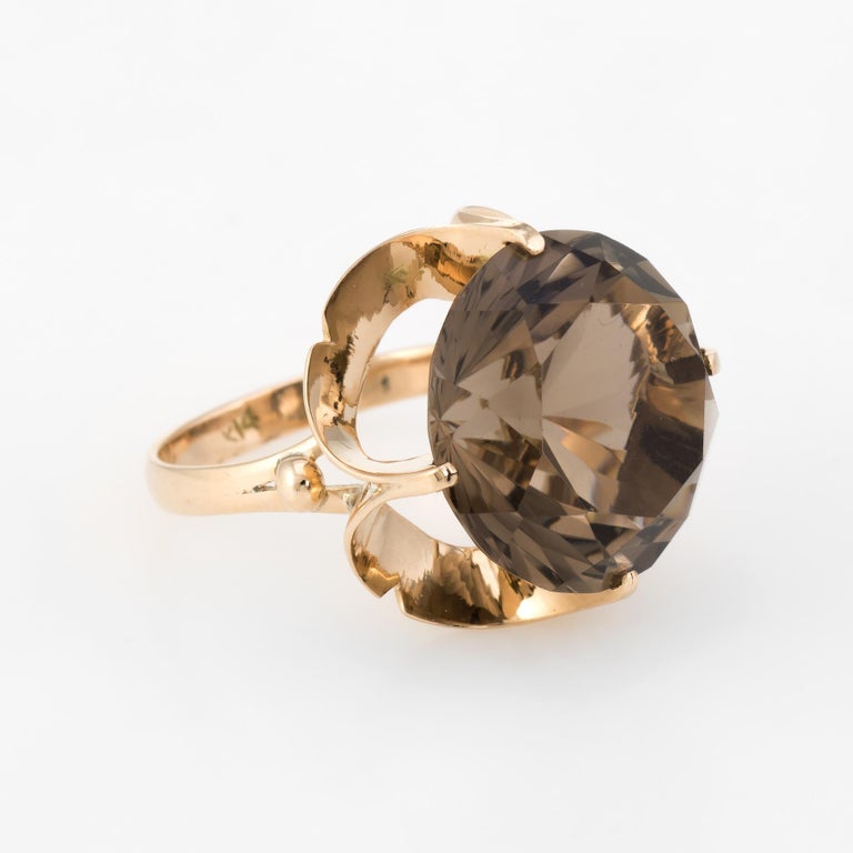 Smoky Quartz Cocktail Ring Vintage 14 Karat Gold Statement Jewelry ...