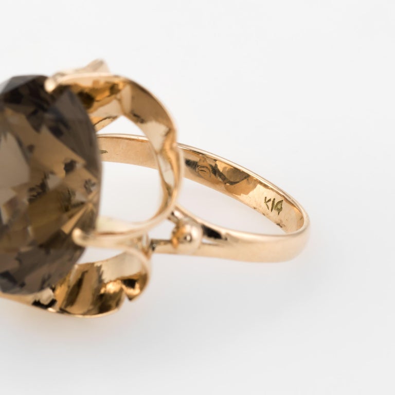 Smoky Quartz Cocktail Ring Vintage 14 Karat Gold Statement Jewelry ...