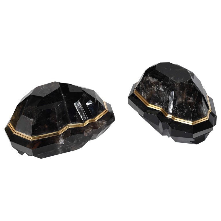 Smoky Rock Crystal Boxes by Phoenix For Sale at 1stDibs