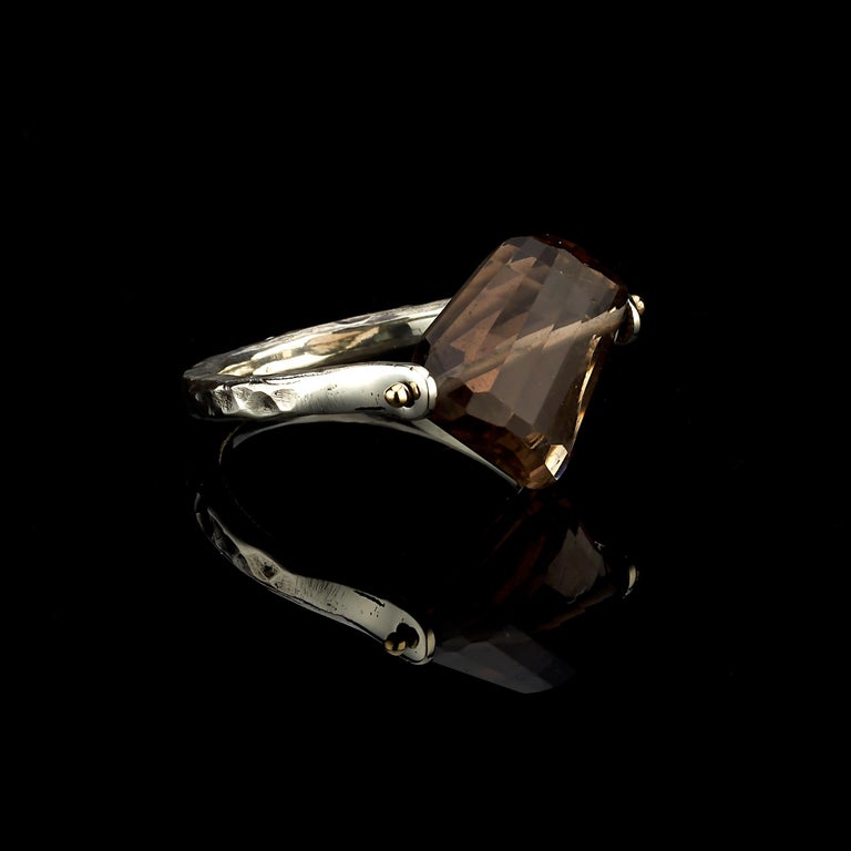Silver and Gold Smoky Topaz Ring For Sale at 1stDibs