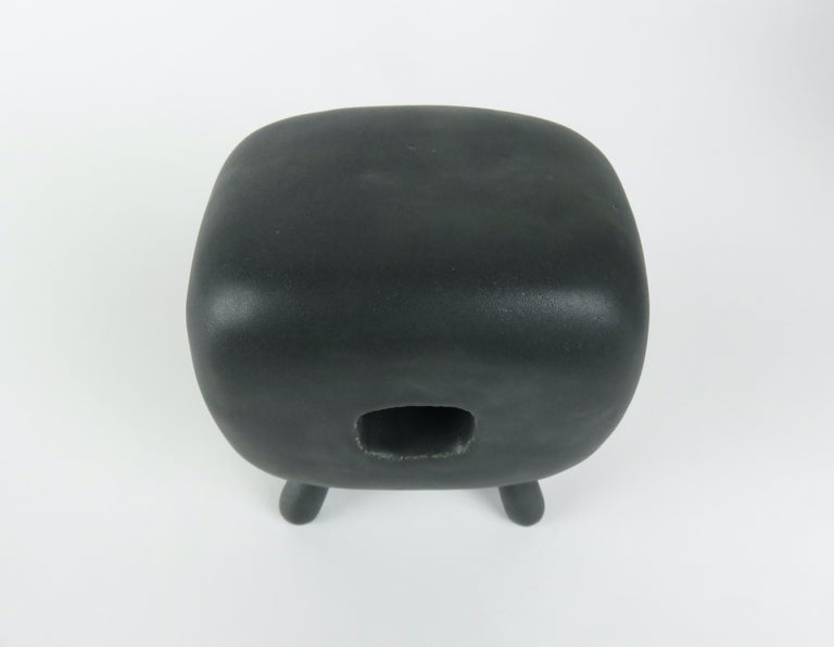 Smooth Black Glazed Ceramic Cube with Square Center Opening, 4 Legs ...