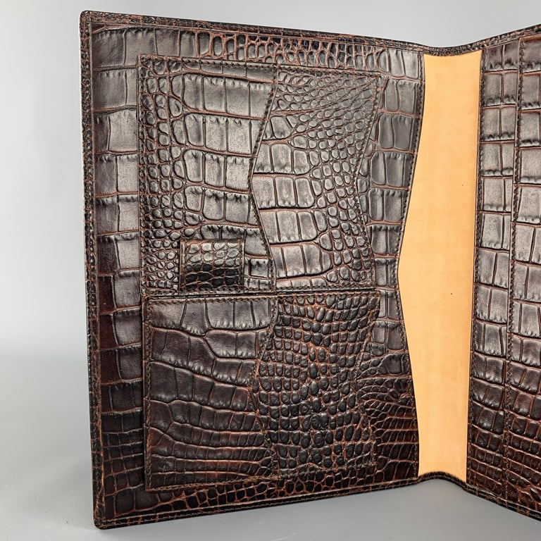 SMYTHSON OF BOND ST. Embossed Brown Case Leather Writng Folder at 1stDibs