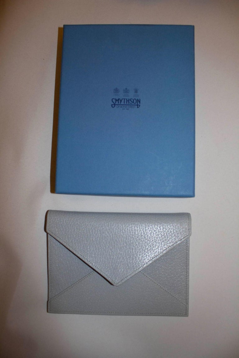 Smythson Pale Blue Leather Enveloppe Style Purse - with box For Sale at ...