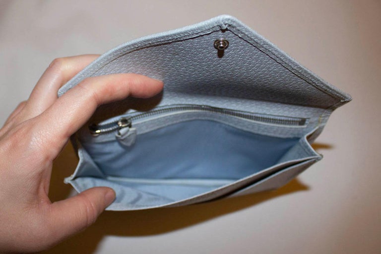 Smythson Pale Blue Leather Enveloppe Style Purse - with box For Sale at ...