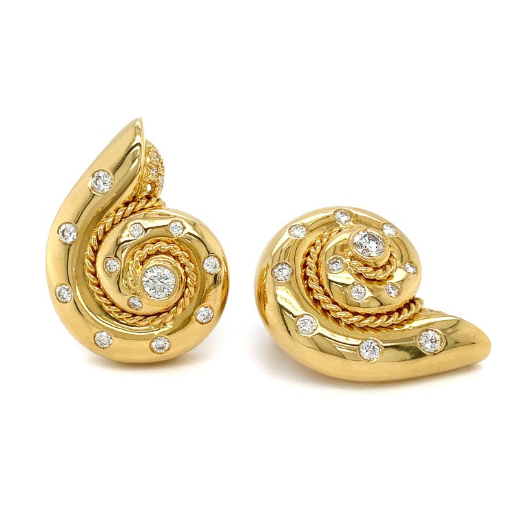 Snail Diamond Earrings For Sale at 1stDibs