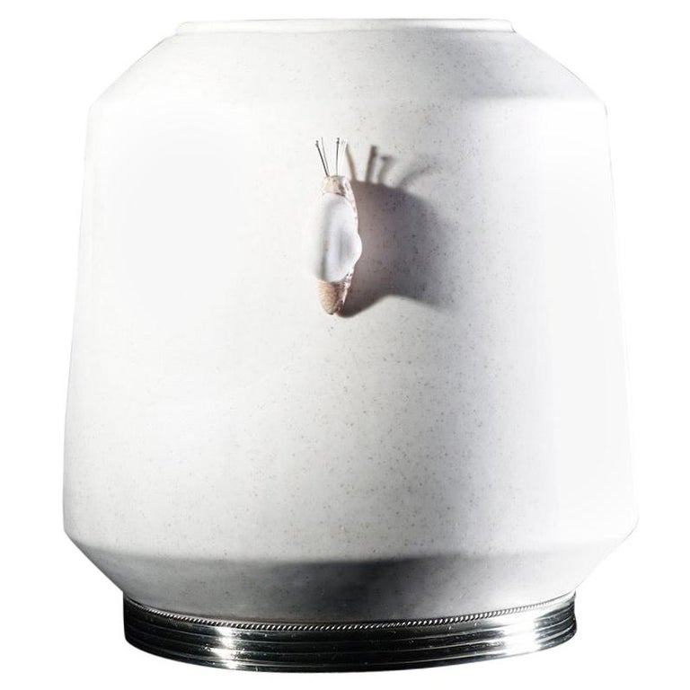 Snail Jar by Estudio Guerrero, Glazed Ceramic and White Metal at 1stDibs
