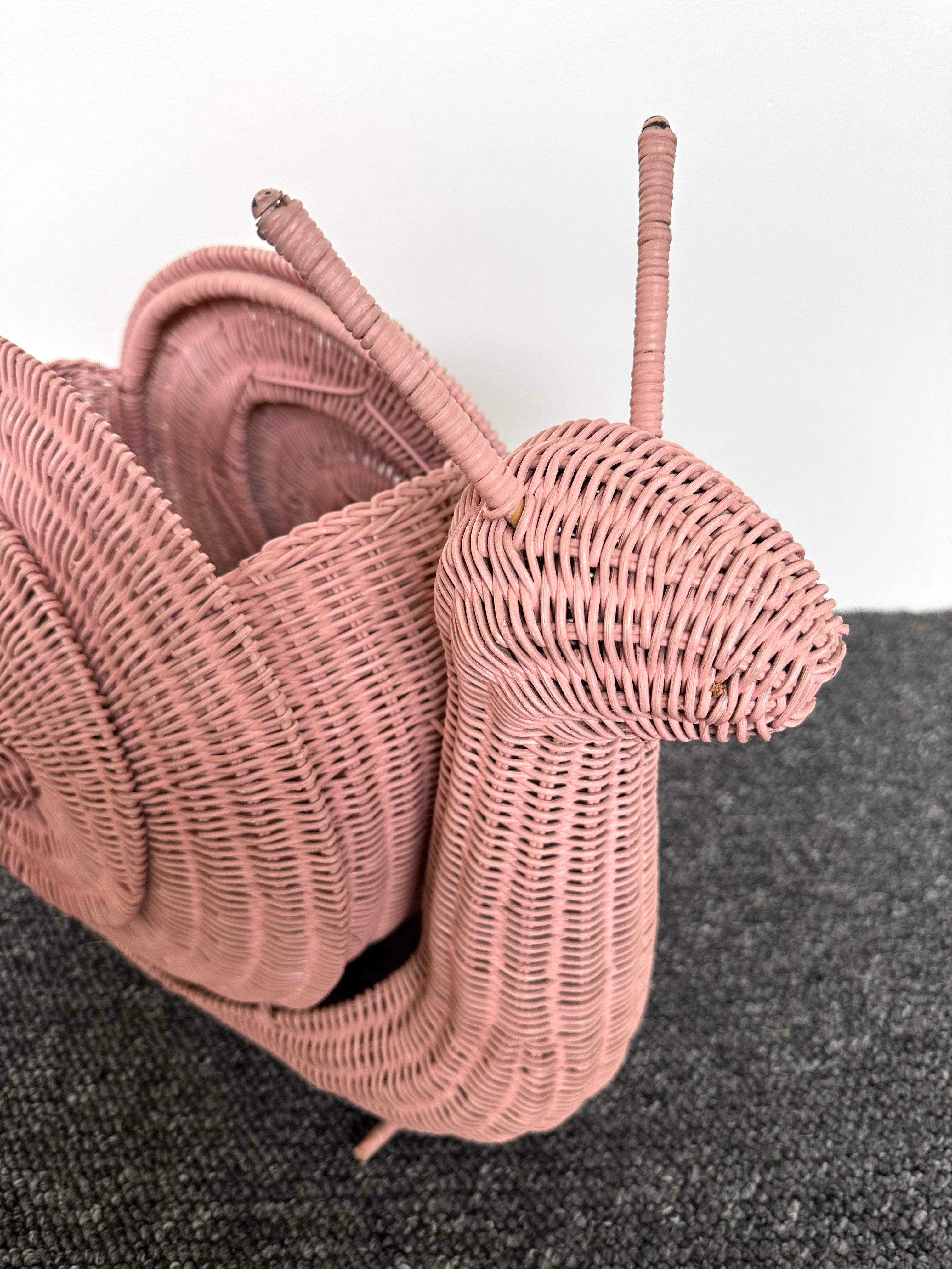 Snail Pink Rattan Magazine Rack, Italy, 1970s For Sale at 1stDibs ...