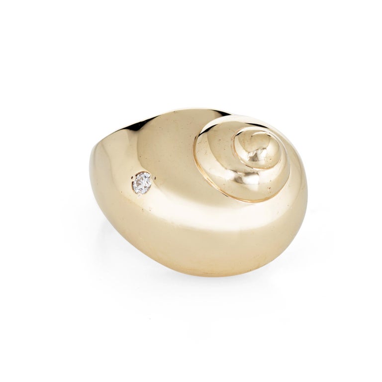 Snail Shell Diamond Ring Large Cocktail Vintage 14 Karat Gold Estate ...