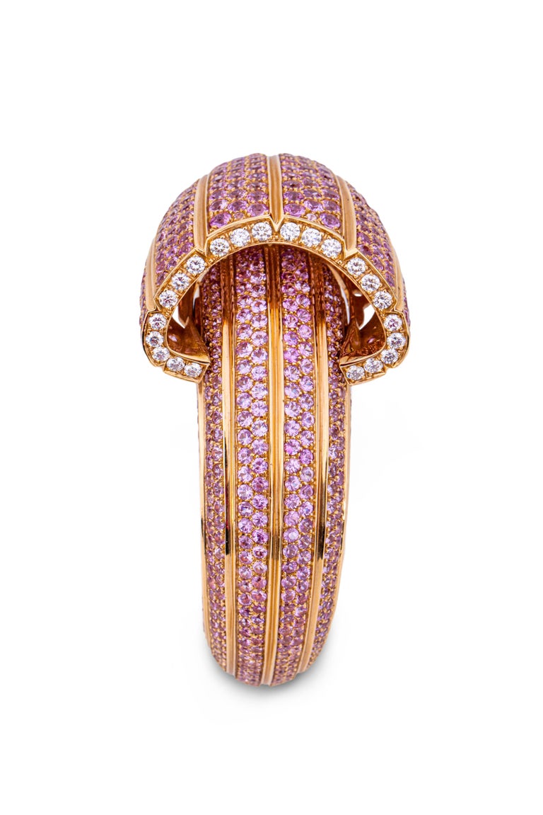 Snail Shell Pave Bracelet with 33.81cts of Pink Sapphires and 1.22cts ...