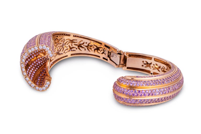 Snail Shell Pave Bracelet with 33.81cts of Pink Sapphires and 1.22cts ...