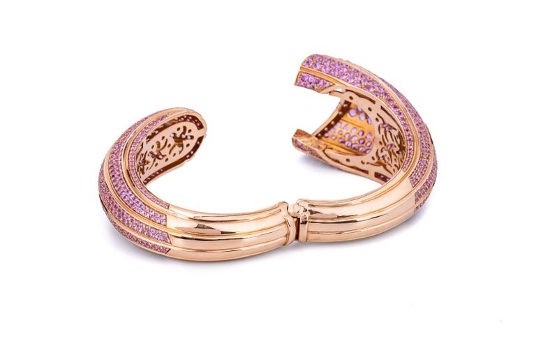Snail Shell Pave Bracelet with 33.81cts of Pink Sapphires and 1.22cts ...
