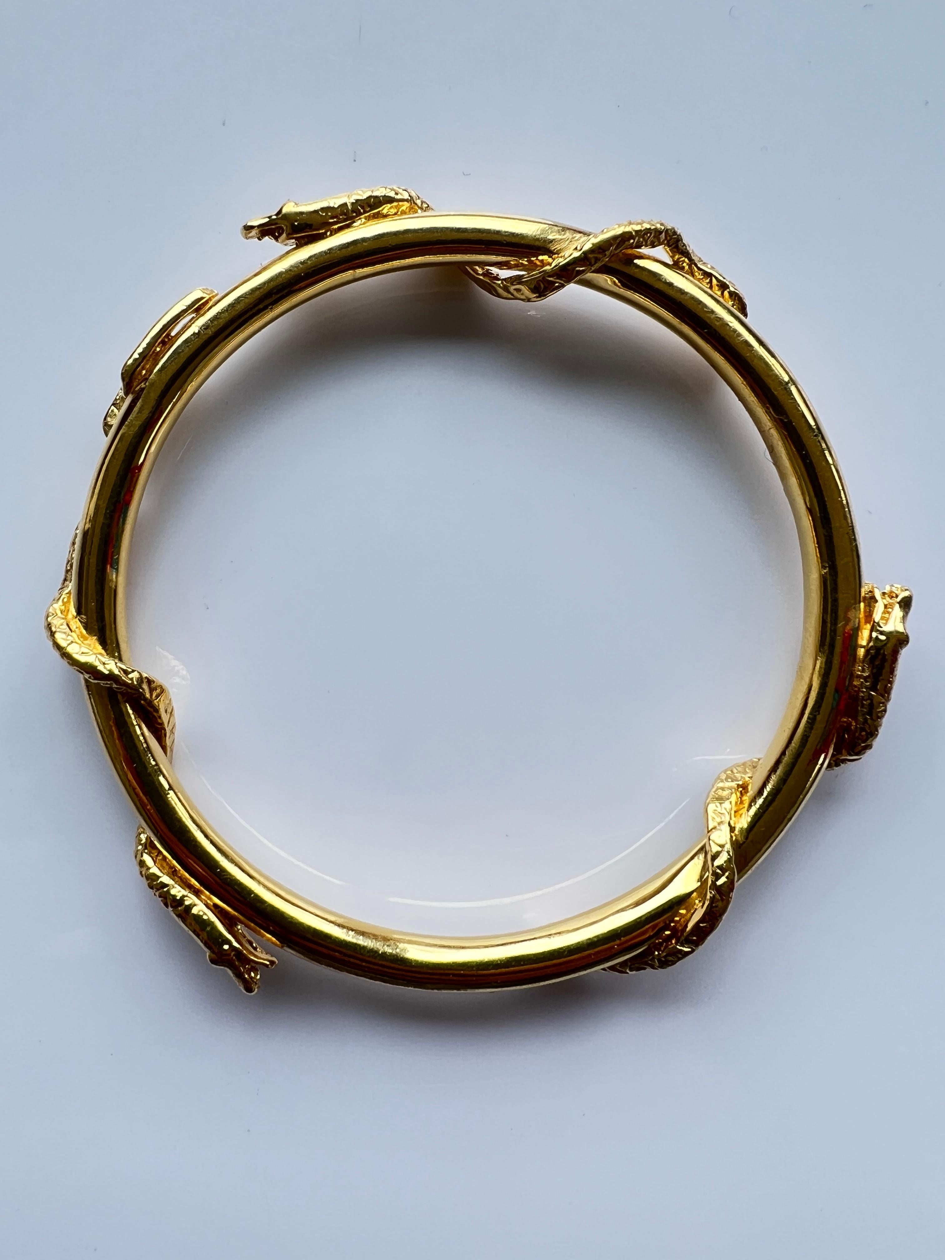 Snake Bangle Bracelet Victorian Style Gold Plated J Dauphin For Sale at ...