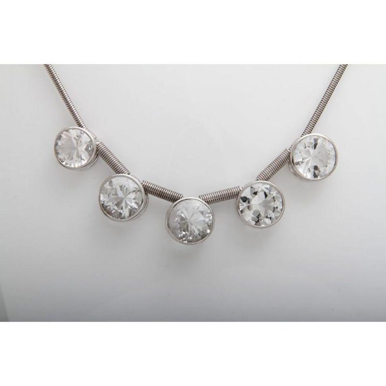 Snake Chain, Esp. with 5 White Beryls 'Goshenite' Total Approx. 38 Cts ...