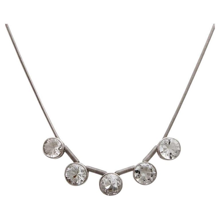 Snake Chain, Esp. with 5 White Beryls 'Goshenite' Total Approx. 38 Cts ...