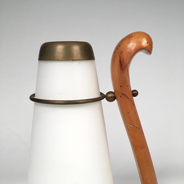 Snake Desk Lamp in Opaline Grass and Wood by Aldo Tura, Macabo, Italy ...