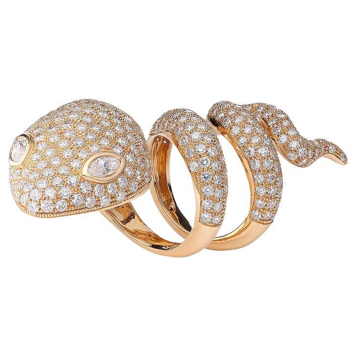 Snake Diamond Pink Gold Ring For Sale at 1stDibs