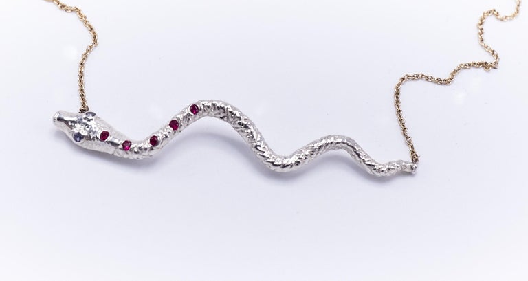 Snake Necklace Silver Ruby Iolite Gold Filled Chain J Dauphin For Sale ...