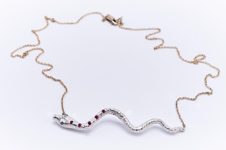 Snake Necklace Silver Ruby Iolite Gold Filled Chain J Dauphin For Sale ...