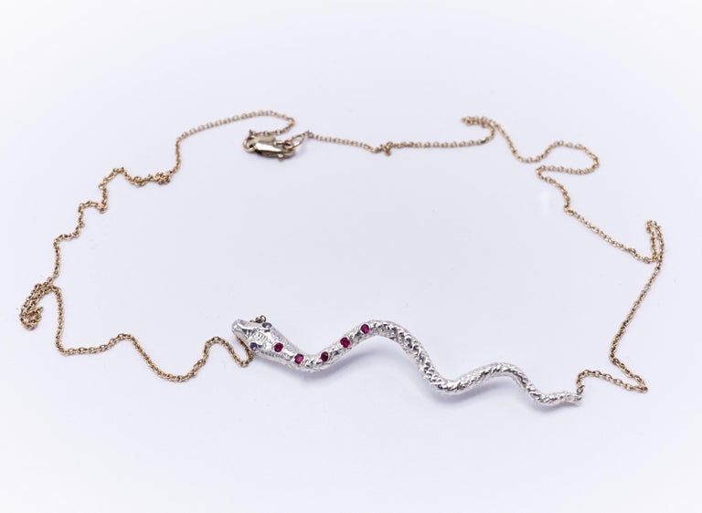Snake Necklace Silver Ruby Iolite Gold Filled Chain J Dauphin For Sale ...