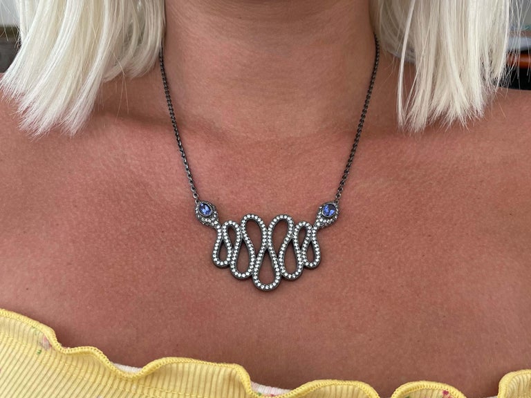 Snake Necklace with Diamonds and Tanzanite in 18k Black Gold For Sale ...