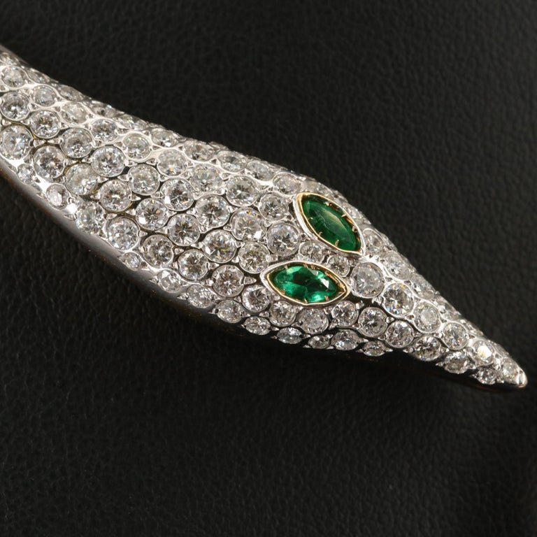 Snake Pear Shaped Emerald Diamonds Torque Necklace Minimalist 18K ...