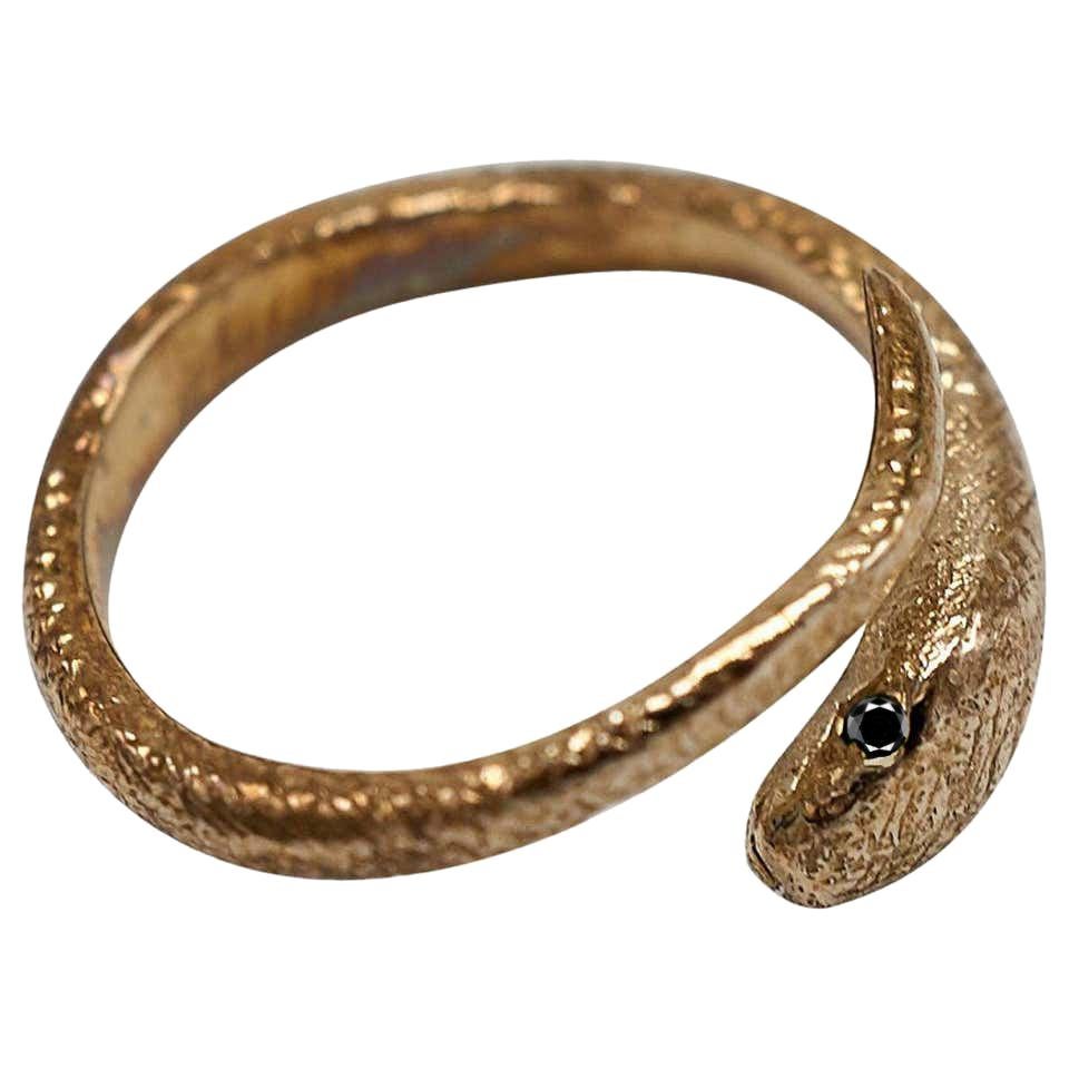 Sapphire Black Diamond Snake Ring Bronze J Dauphin For Sale at 1stDibs ...