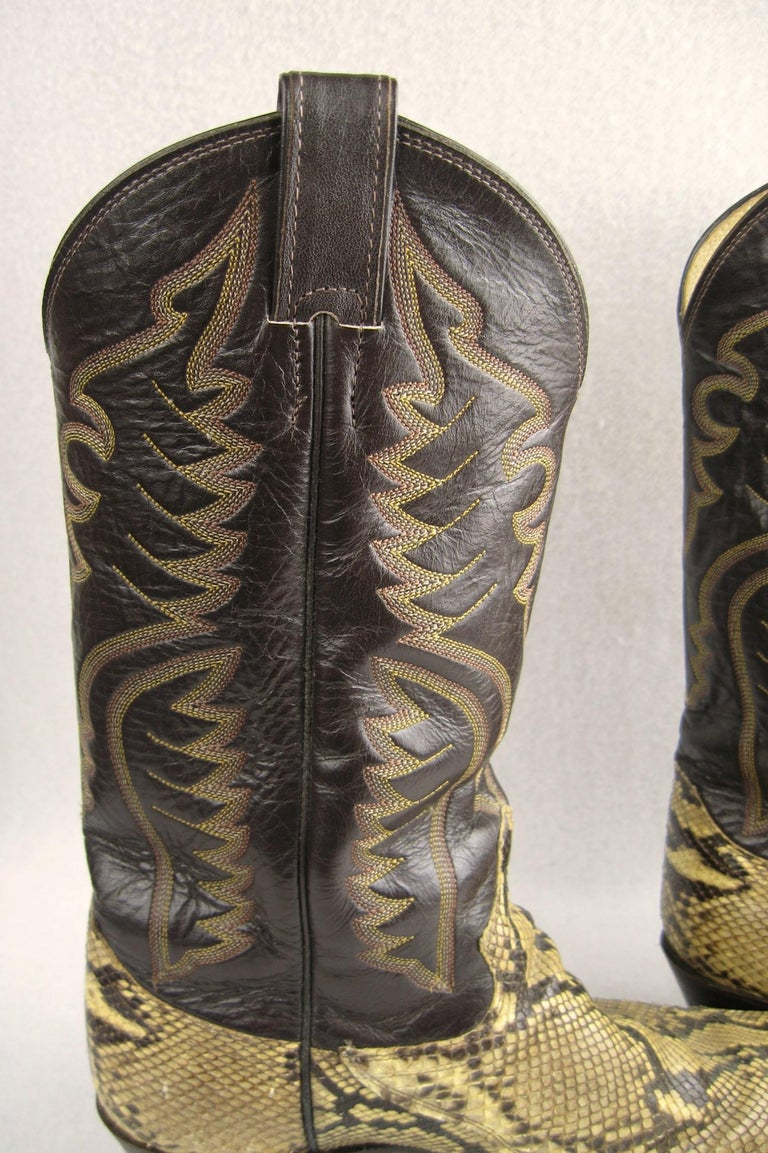 Snakeskin Cowboy boots Vintage Justin Men Women For Sale at 1stDibs ...