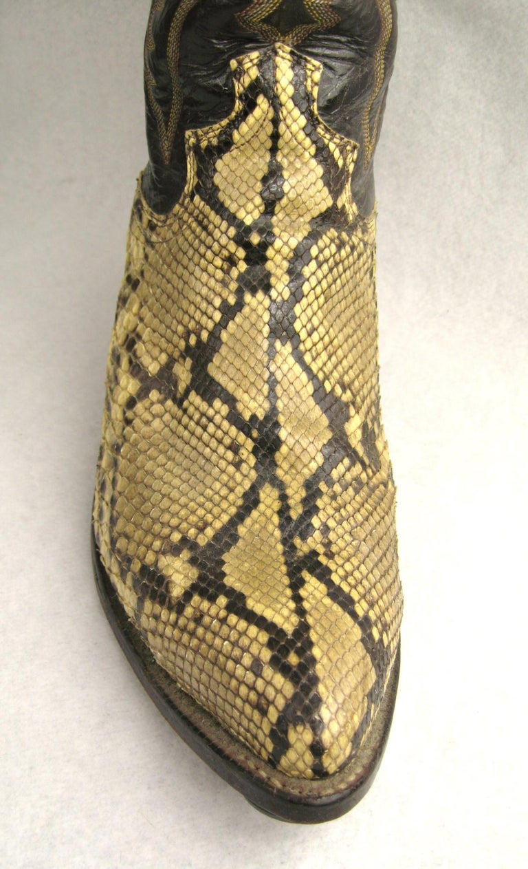 Snakeskin Cowboy boots Vintage Justin Men Women For Sale at 1stDibs ...