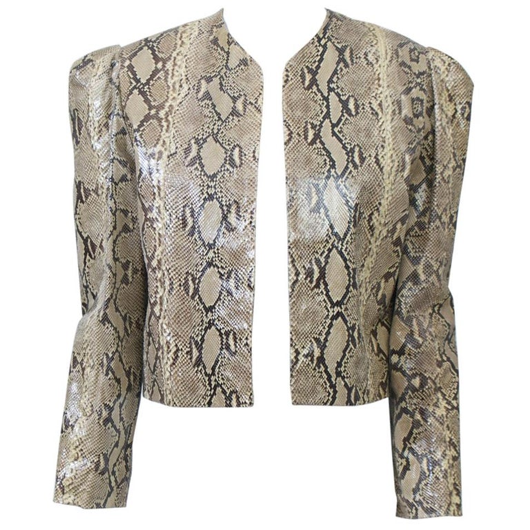 Snakeskin Cropped Jacket at 1stDibs | cropped snakeskin jacket