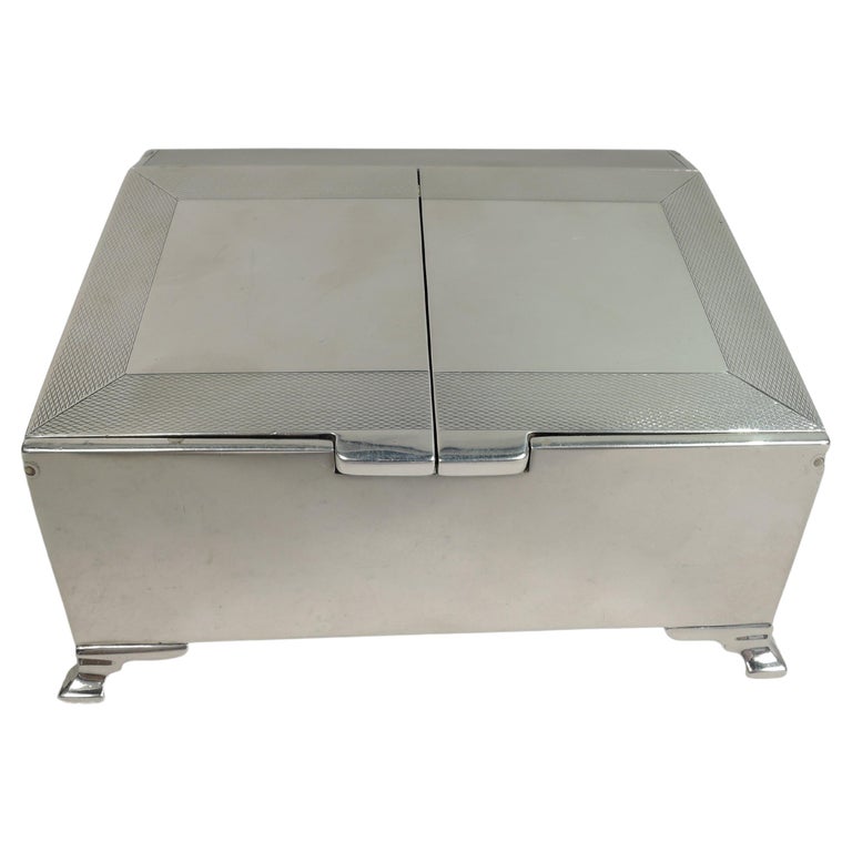 Snazzy English Art Deco Sterling Silver Cigarette Box at 1stDibs
