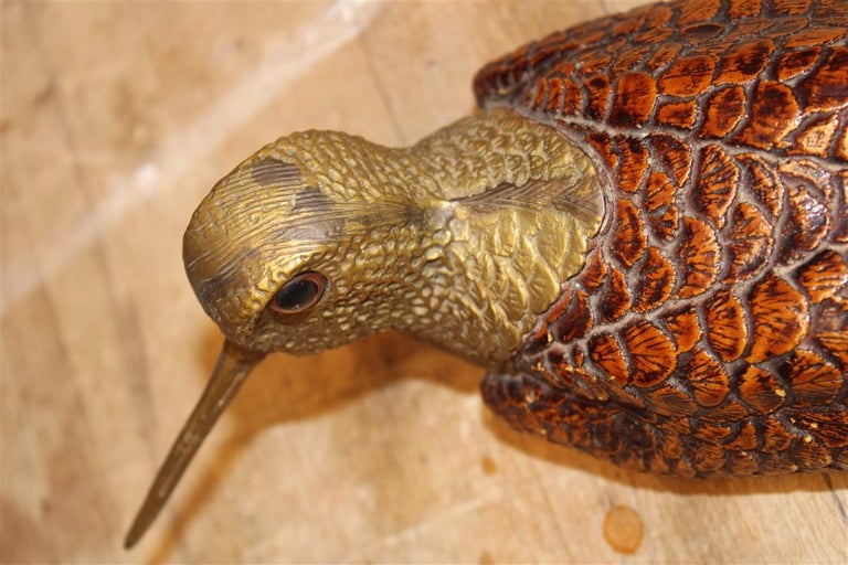 Snipe Bird Sculpture Italy 1970s Brass Wood For Sale at 1stDibs