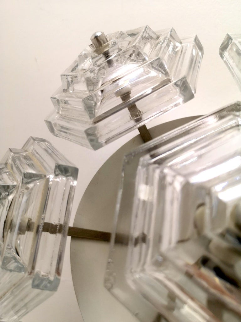Snowflake Design Glass Vintage Wall Light, 1970s For Sale at 1stDibs