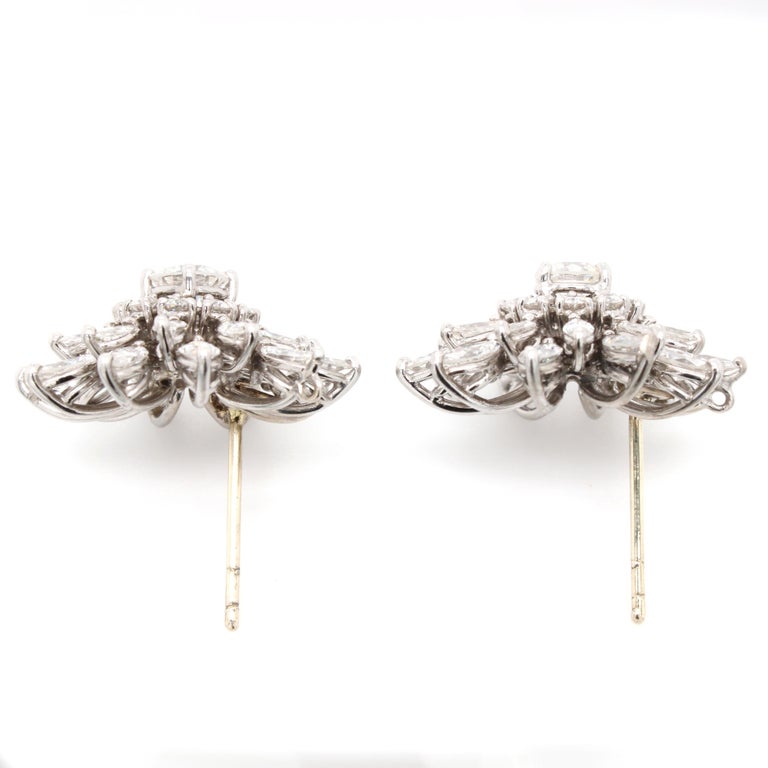 Snowflake Diamond Earrings, Brilliant and Marquise Cut at 1stDibs