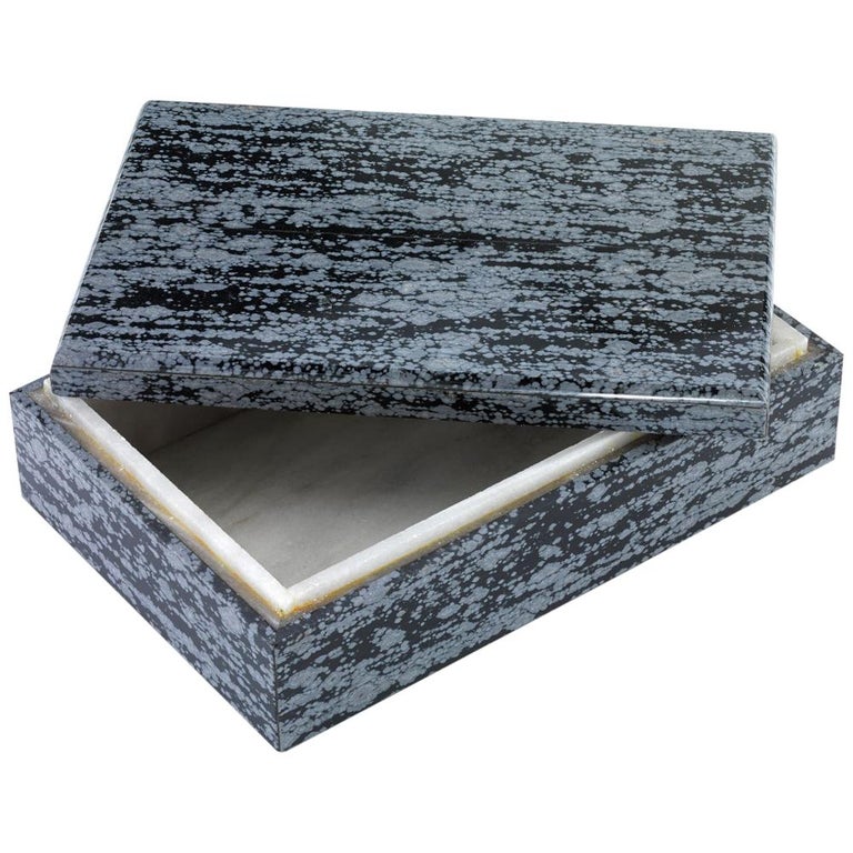 Snowflake Obsidian Semi-precious Stone Decorative Gift Box with Lid at ...