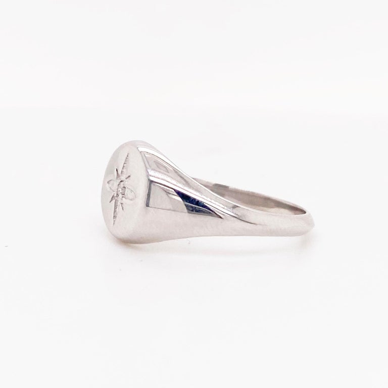 Customizable Snowflake Signet Ring, Flower Signet Sterling Silver Ring ...