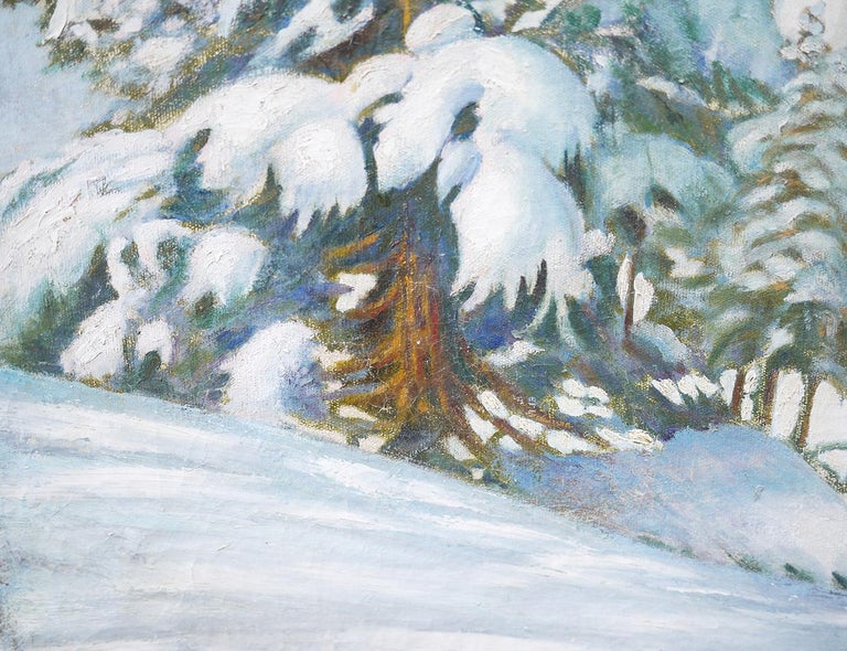 Snowy Mountains Painting Mountains Winter Oil on Canvas, 1947 at 1stDibs