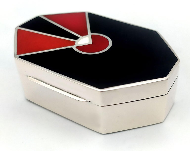 Snuff Box Art Deco Design Sterling Silver Salimbeni For Sale at 1stDibs