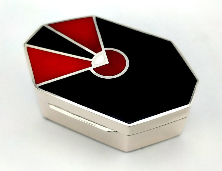 Snuff Box Art Deco Design Sterling Silver Salimbeni For Sale at 1stDibs
