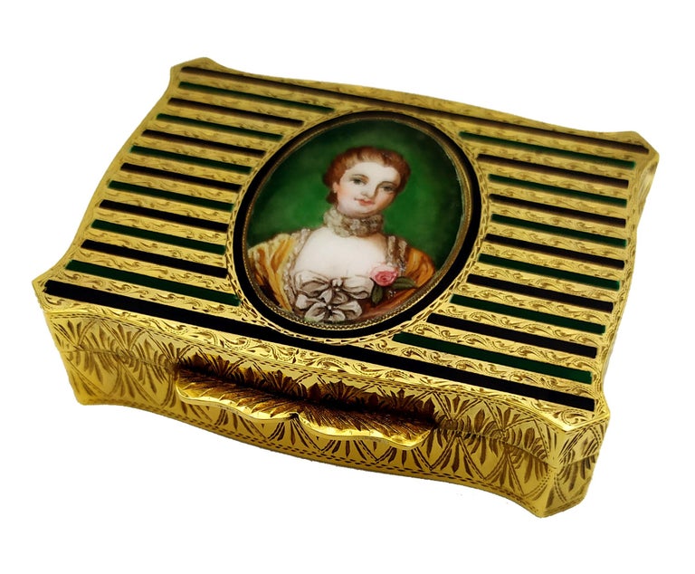 Snuff box Enamel Stripes and miniature Sterling Silver Salimbeni For ...
