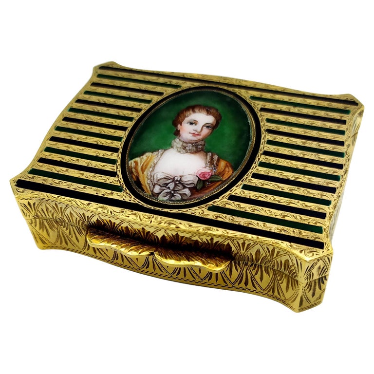 Snuff box Enamel Stripes and miniature Sterling Silver Salimbeni For ...