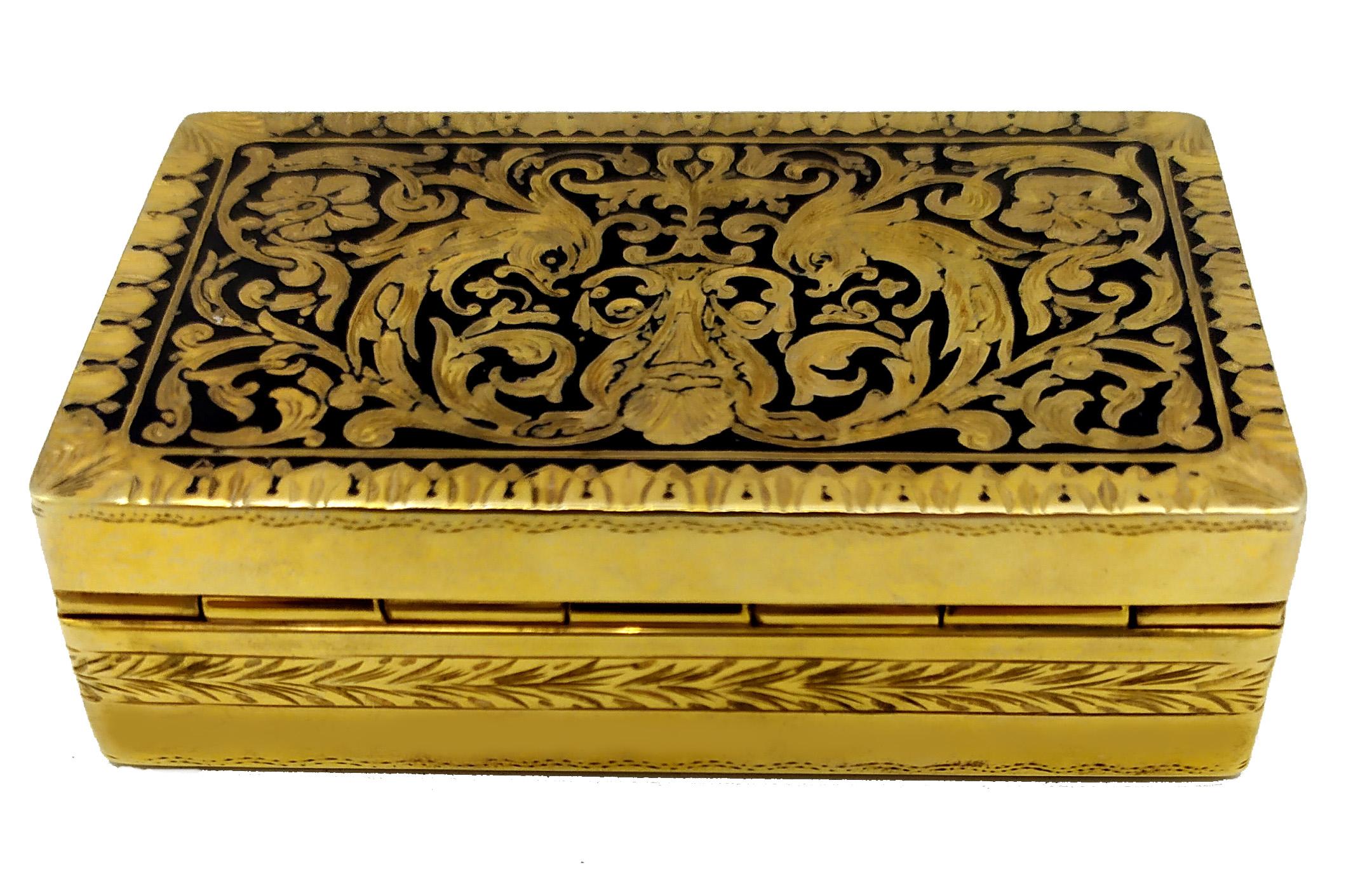 Snuff Box Fine Hand-Engraving Baroque Style Sterling Silver Salimbeni ...