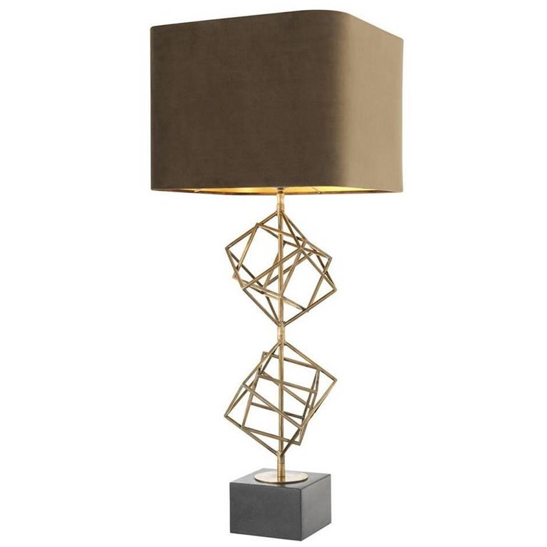 So Cube Table Lamp in Vintage Brass or in Nickel Finish For Sale at 1stDibs