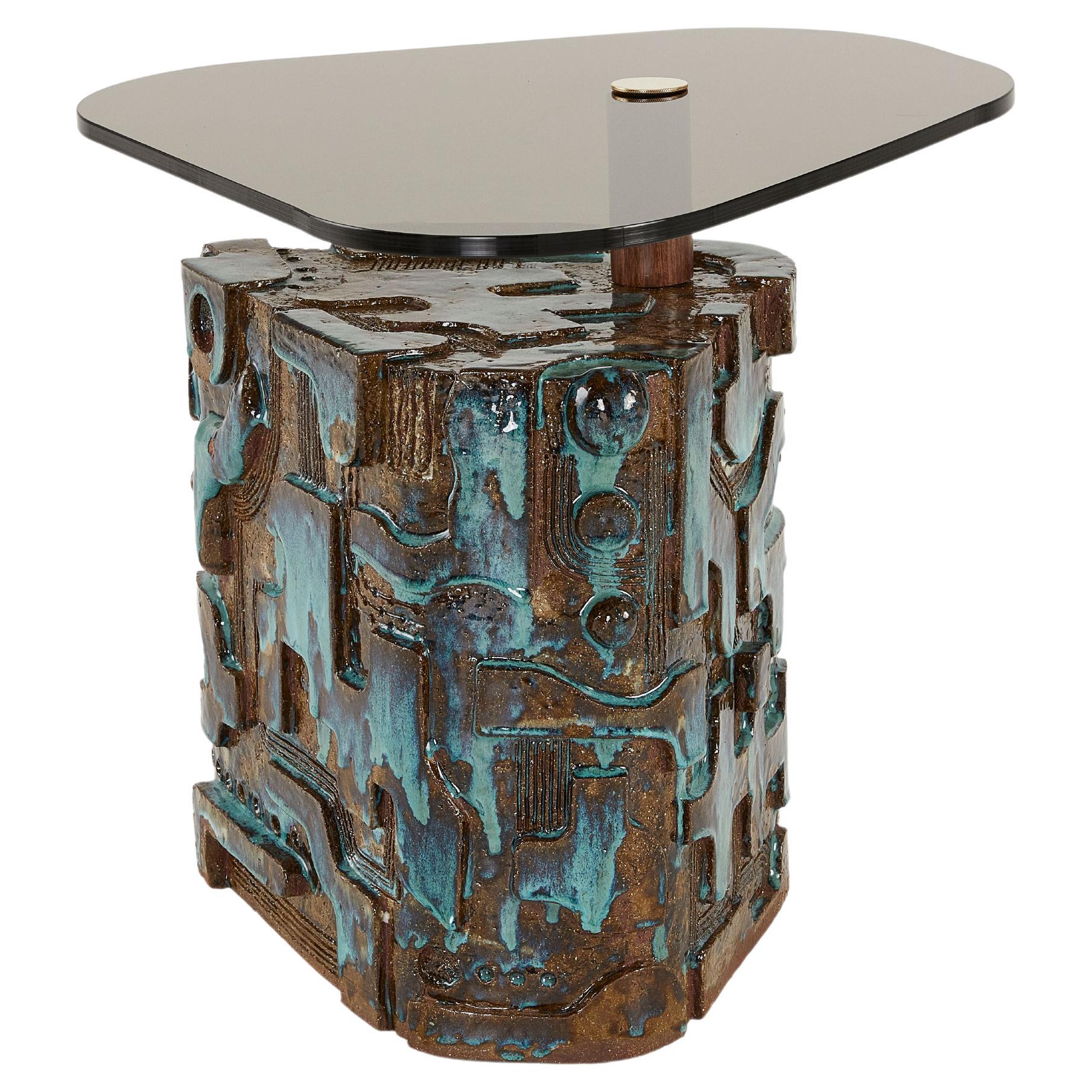 So Disco Modern 70's Inspired Ceramic Glass and Brass Side Table by Egg ...